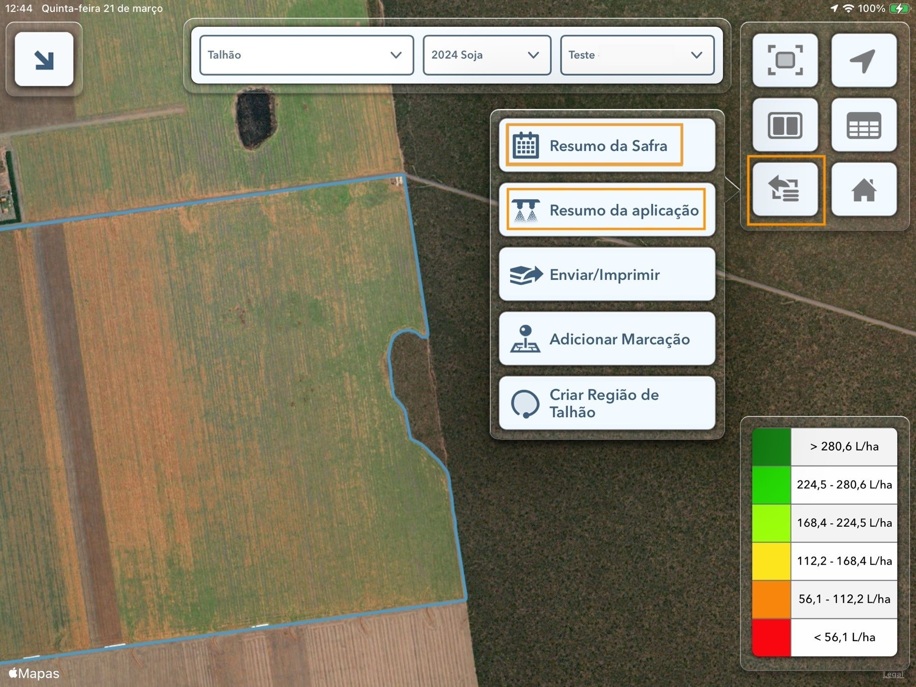 Mapas de aplicação - FieldView™ Cab iOS