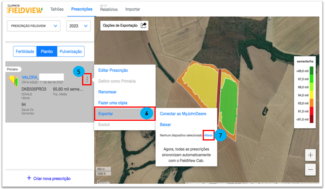 Como exportar e importar Prescrições: Monitor Precision Planting Gen 3.
